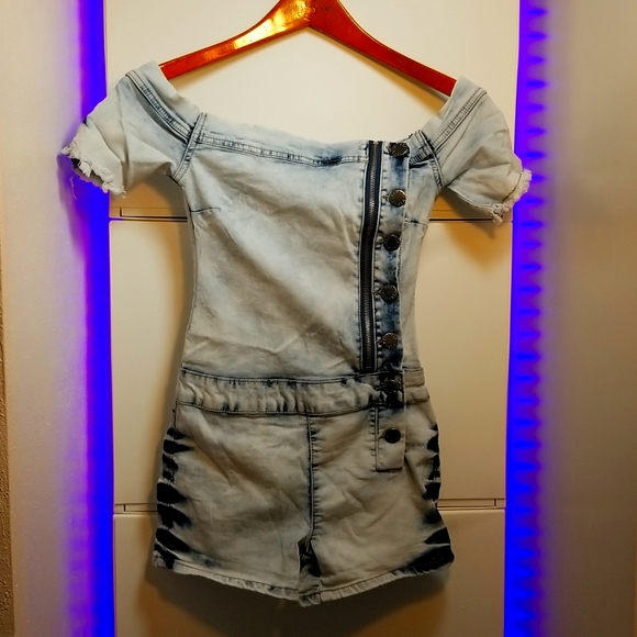 VIP | Pants & Jumpsuits | Vip Jeans Shorts Bodysuit | Poshmark
